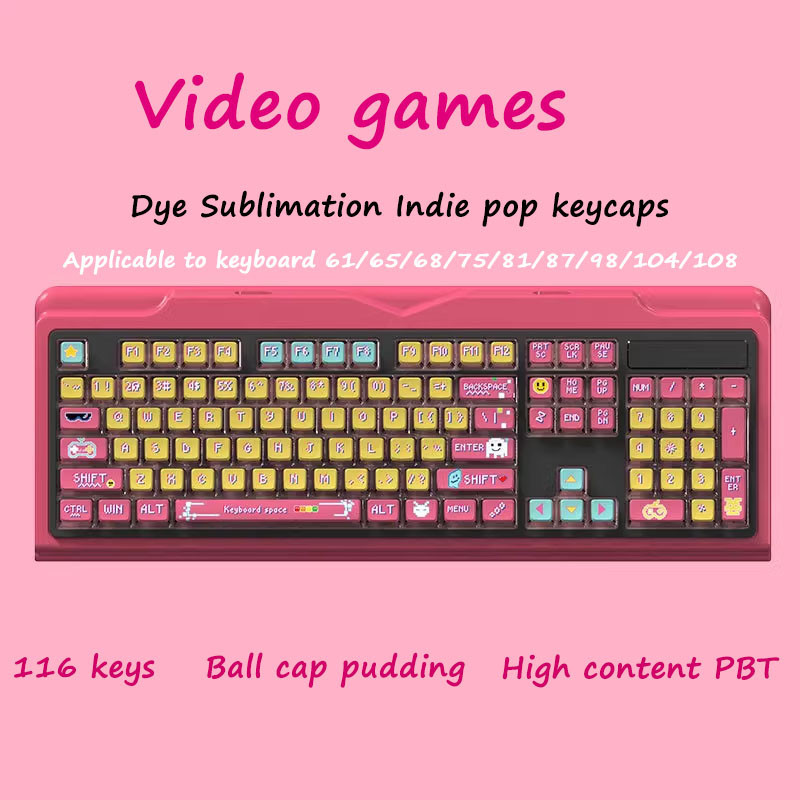 Video Game Theme Pudding Translucent Keycaps 116 Keys PBT Dye ...