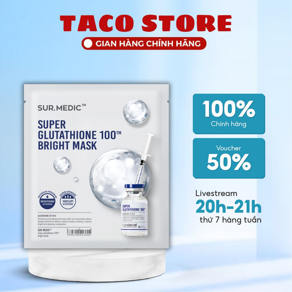 Sur.medic Bright Glutathione Mask Super Whitening Mask (White) | Shopee ...