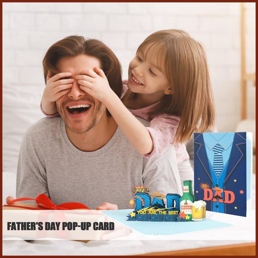 Pop up Cards Fathers Day 3D Cute Greeting Card for Dad Romantic Paper ...