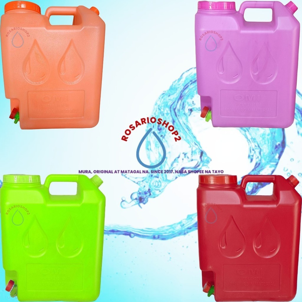 Colored 5 Gallon Slim Jug Water Container with Faucet PINK GREEN RED ...