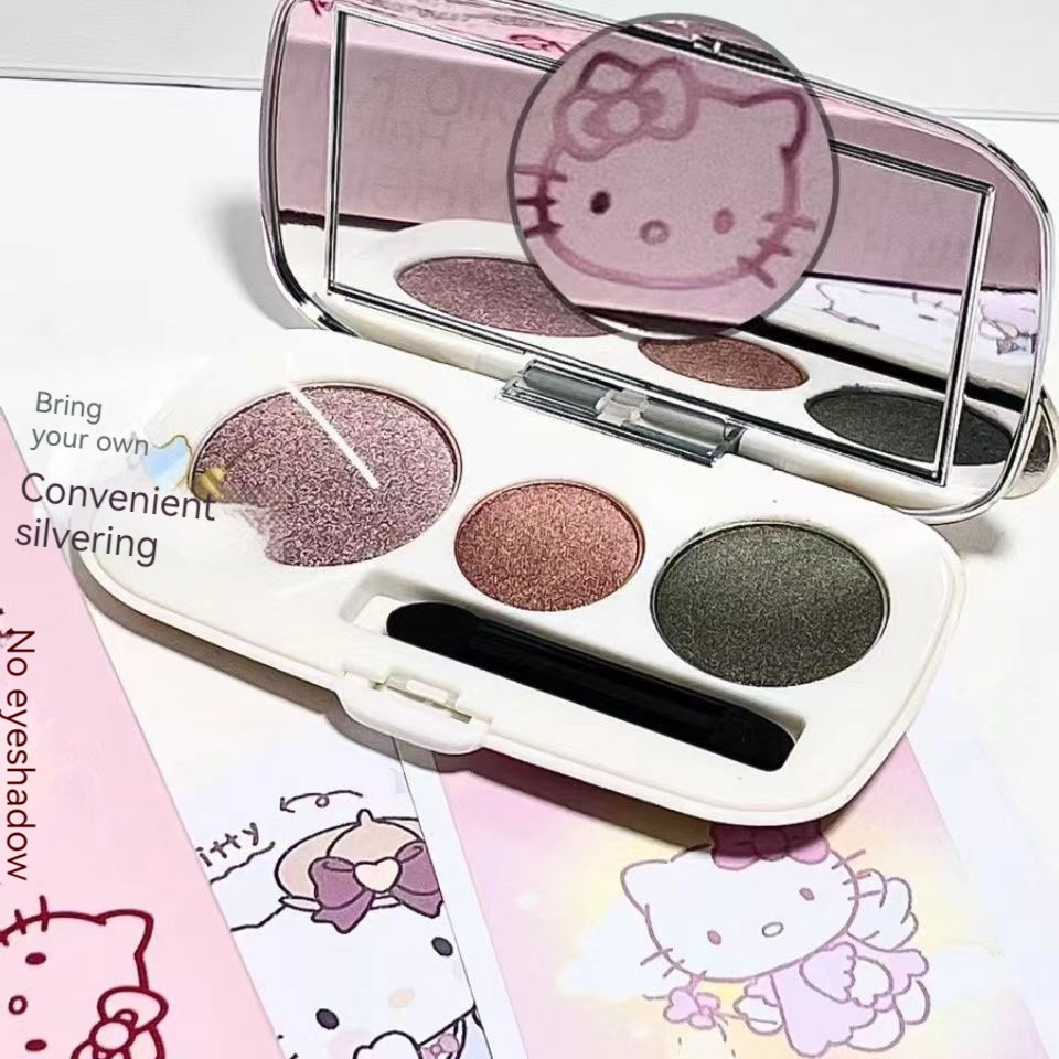 Hello Kitty 3Colors Eye Shadow 珠光三色时尚眼影High-gloss Contouring Natural ...