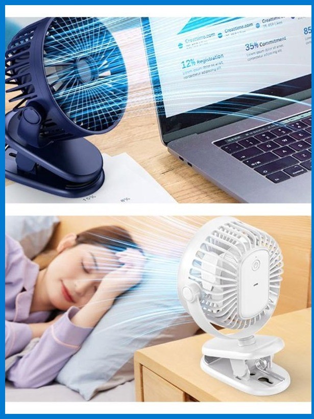 HAN Portable Clip Fan 3 Speed Quiet Outdoor Travel Desk Fan 360° Rotate ...