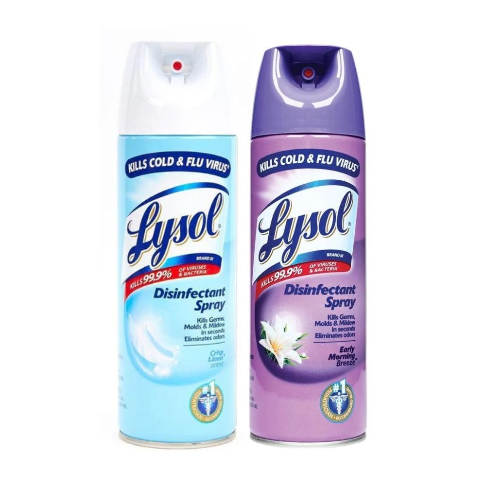Lysol Disinfectant Spray – Crisp Linen & Morning Breeze, 340g (12 Cans ...