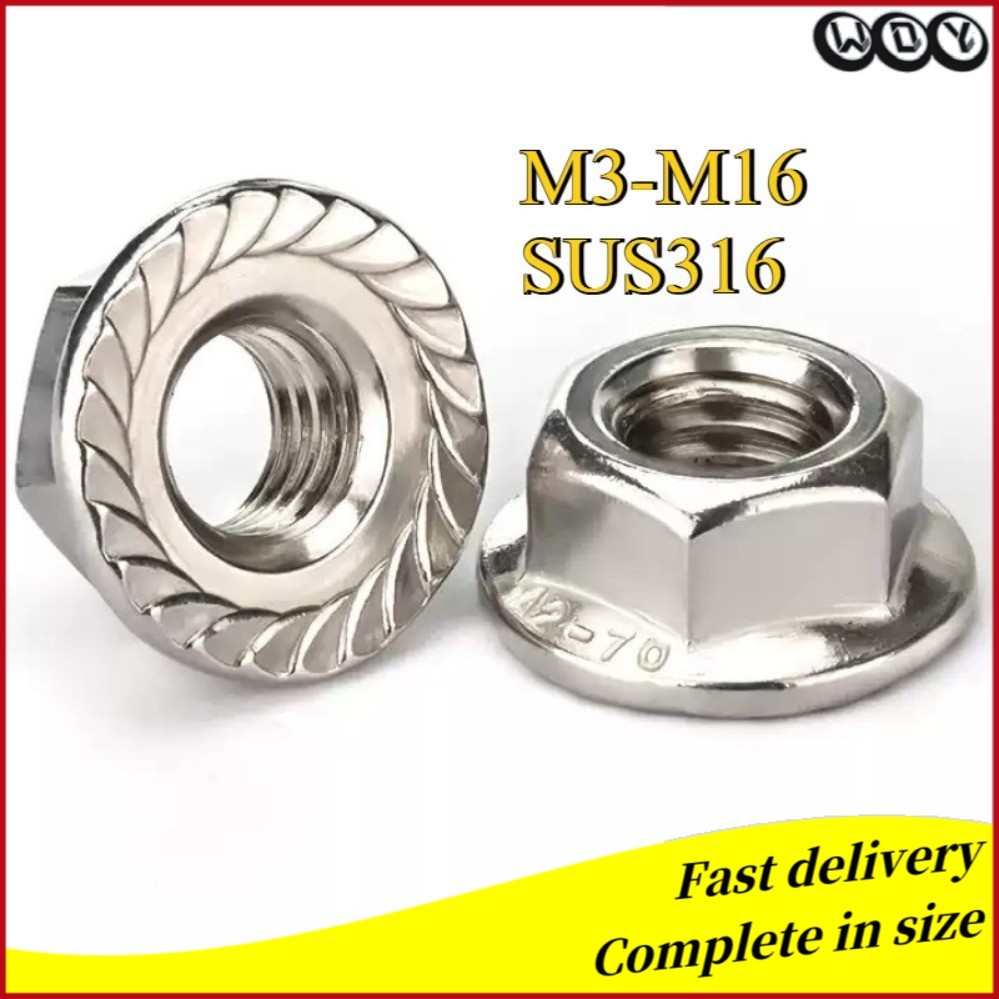 Nut /SS316 Flange Nut Hexagonal Flange Nuts M3/M4/M5/M6/M8/M10/M12/M14/M16 [AZY-DM-a] | Shopee ...