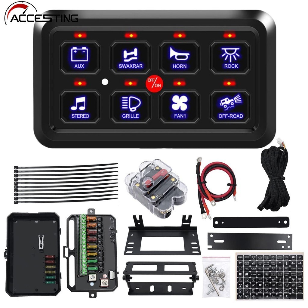 12 V/24 V 8 Gang Switch Panel Kit Universal Circuit Control Relay ...