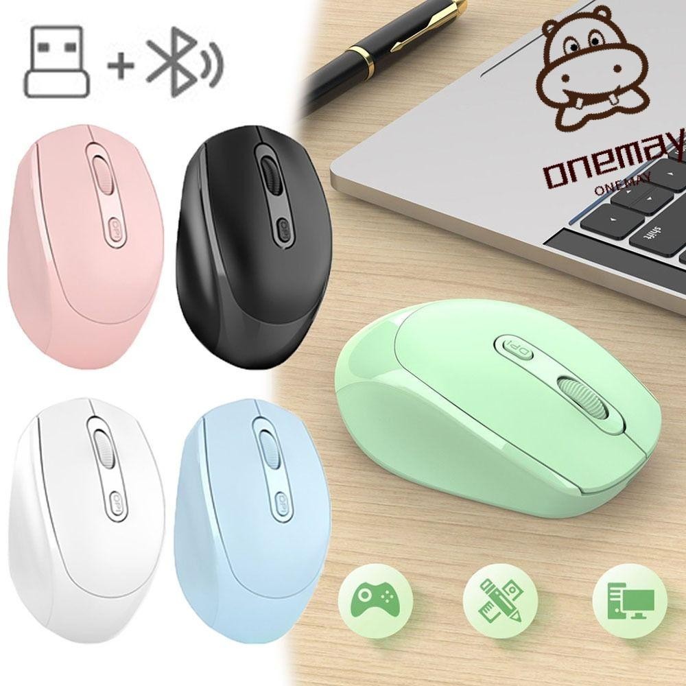 ONE-MAYSHOW Wireless Mouse, 2.4G+Bluetooth Mute Bluetooth Mouse, DPI ...