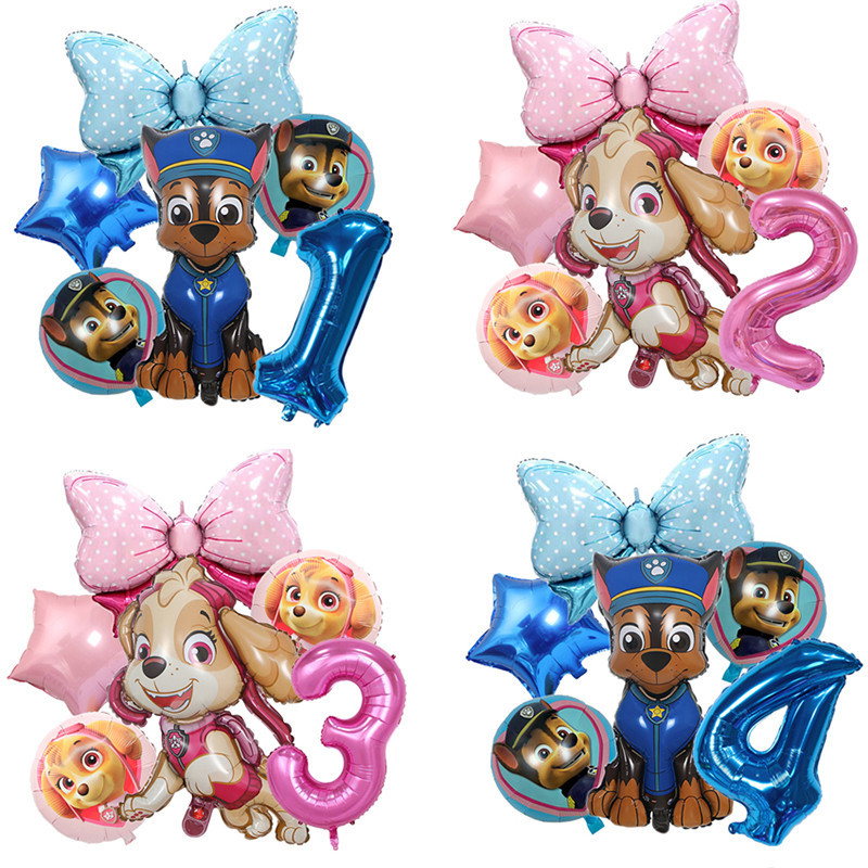 Paw Patrol Birthday Decoration 32 inch Number Balloon Set Dog Party Cartoon Chase Skye Foil Ball ...