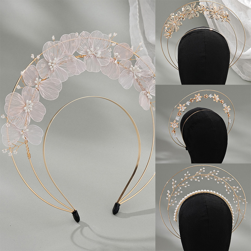 Handmade Halo Hair Crown 6 Styles Pearl Rhinestone Headwear Retro ...
