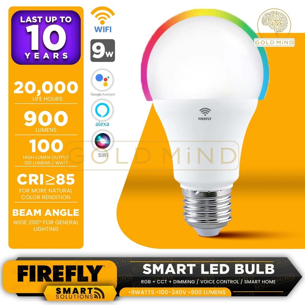 Firefly Smart Solutions LED Bulb (RGB + CCT + DIMMING) Voice Control. | Shopee Philippines