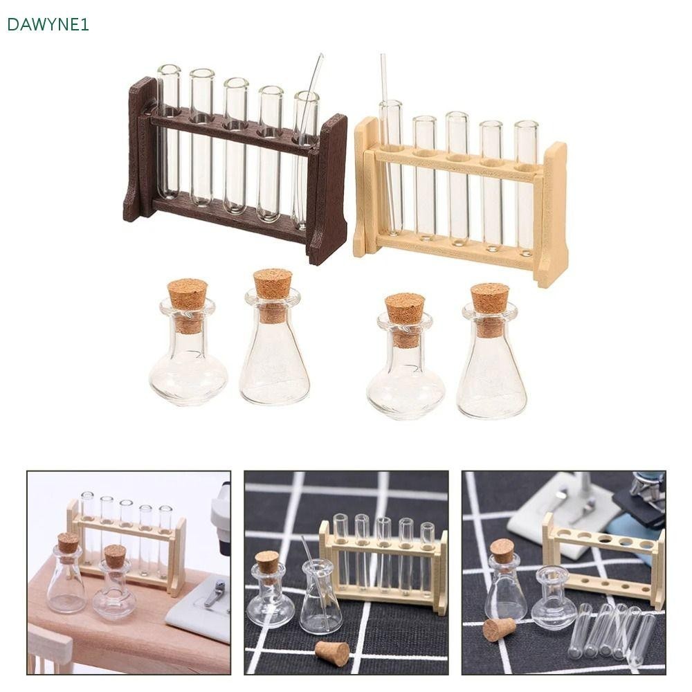 DWAYNE1 Dollhouse Mini Glass Test Tube Set, 1:12 Dollhouse With Wooden ...