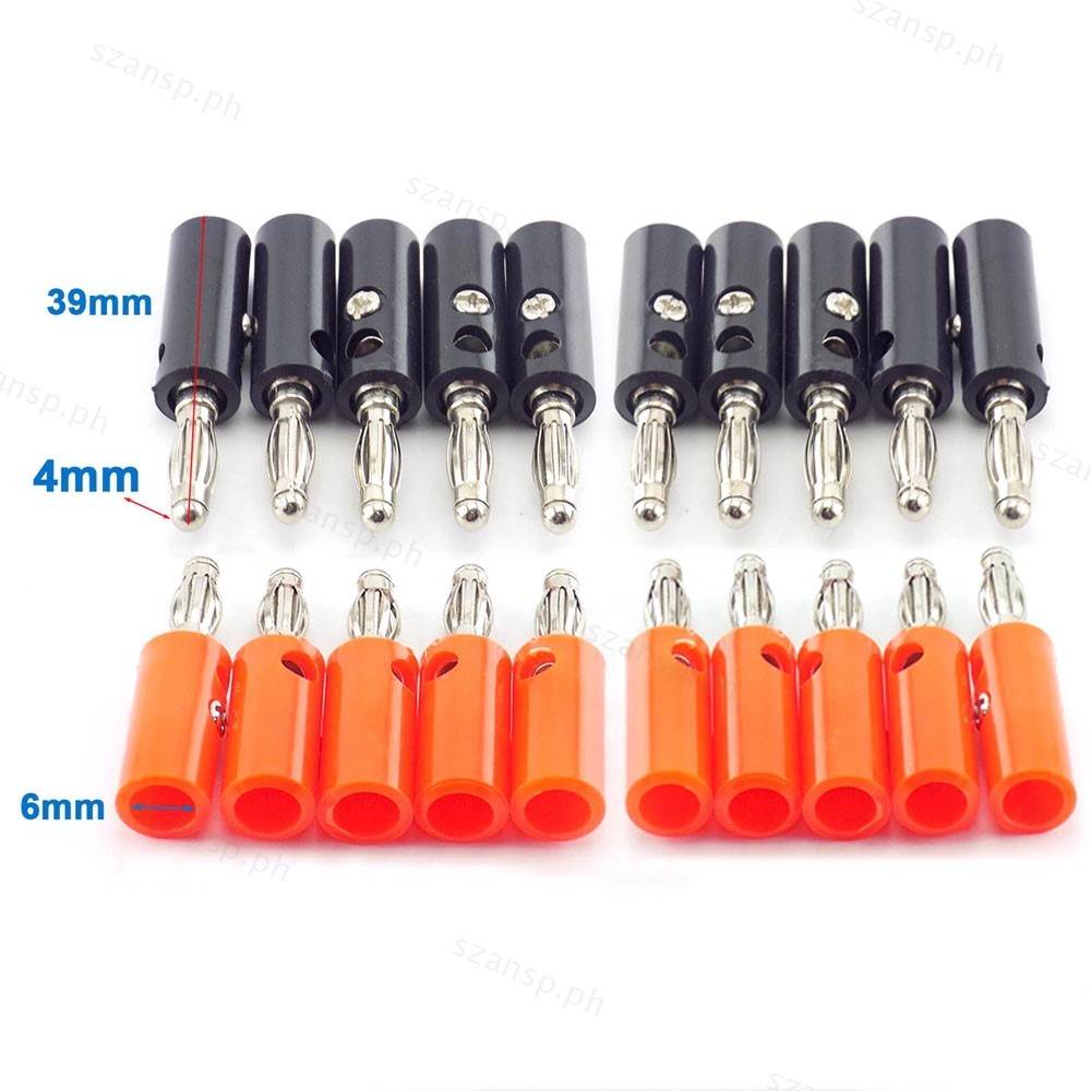 10 Sets Banana Plug test probe plug 4MM 10pcs black 10pcs red Speaker ...
