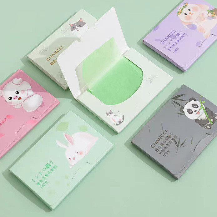 Oil Absorbing Paper Surface 100 Pieces Of Flax Green Tea Bamboo ...