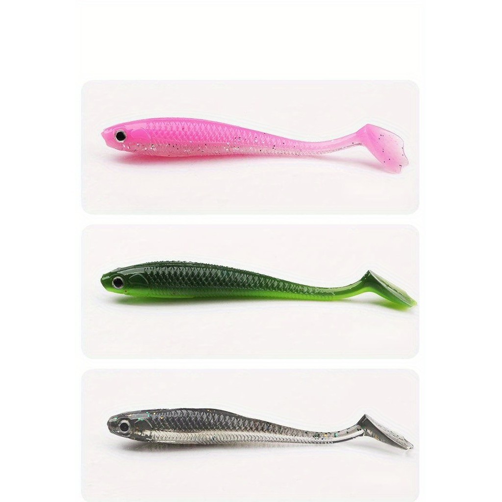 5pcs Realistic Bionic Fishing Lure - T Tail Streamlined Shape for Easy ...