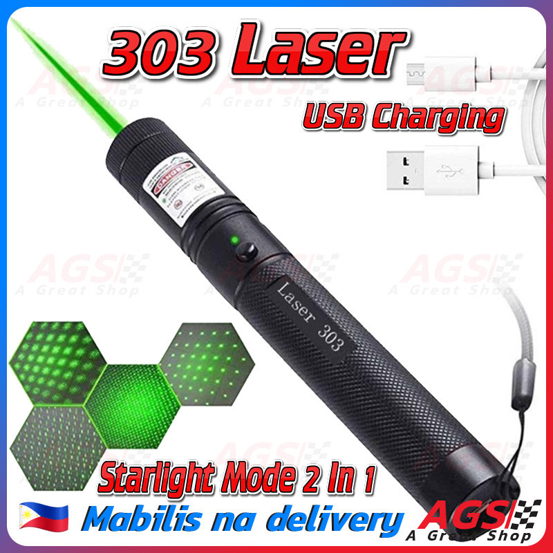 USB Rechargeable Green Laser Pointers 532nm 10000m High Power Laser 303 ...