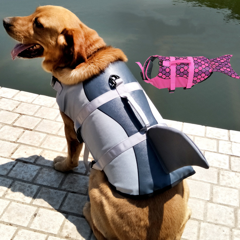 Pet Swimwear Safety Jacket Vest Life Jacket Shark Mermaid Swimsuit Dog ...