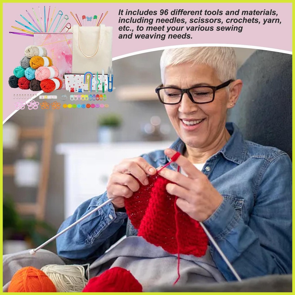 Beginner Crochet Kit Learn to Crochet Set 96X Crocheting Kit Crochet ...
