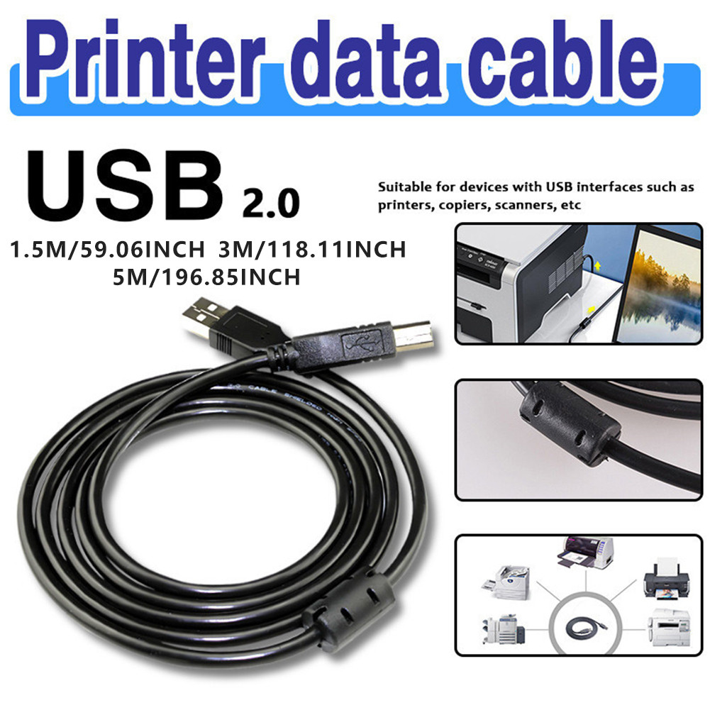 1.5M/3M/5M Printer Cable USB 2.0 A Male To B Male Cable Cord Universal Square Port USB 2.0 ...