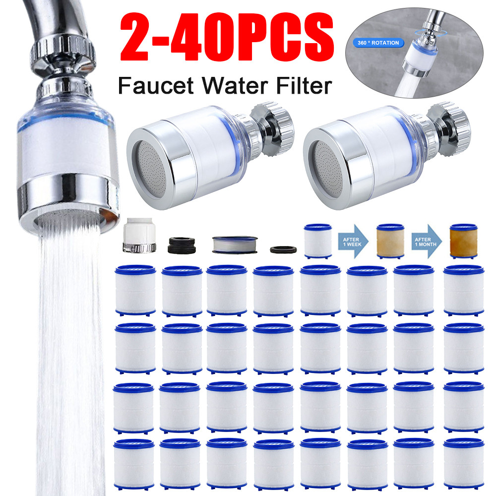 2-40PC Faucet Water Filter Element Remove Chlorine Heavy Metals ...