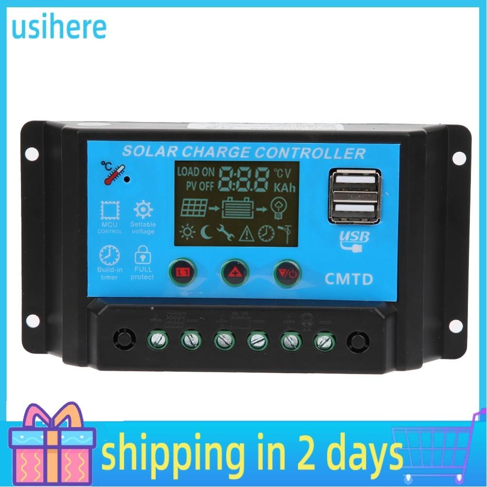 Solar Charge Controller Panel Regulator 12V 24V 20A LCD Display Dual ...
