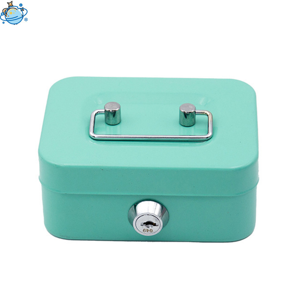 Metal Small Lock Box with Key Money Box Storage Box Safety Storage Box ...