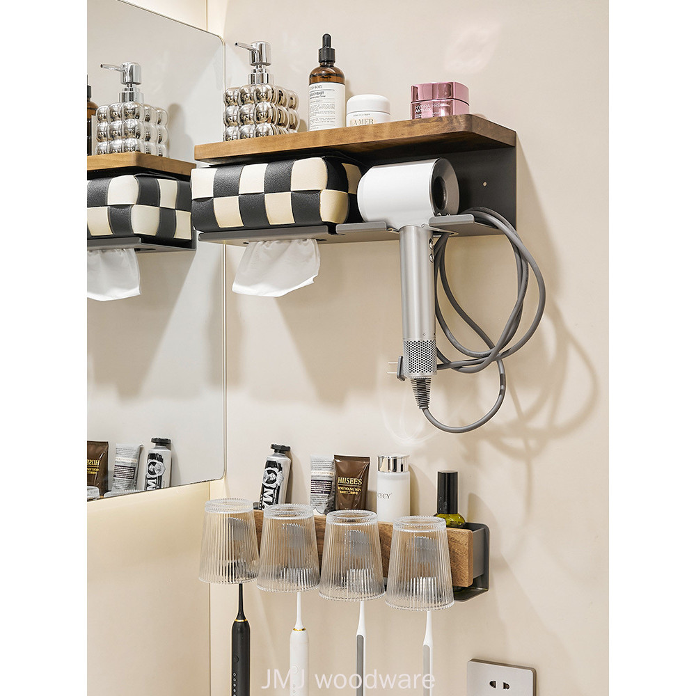 Bathroom Rack Walnut Gun Gray Hair Dryer Rack Toilet Toothbrush Holder ...