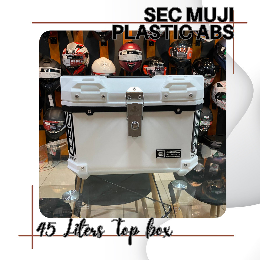 SEC muji hard plastic motorcycle top box 45L white whc | Shopee Philippines