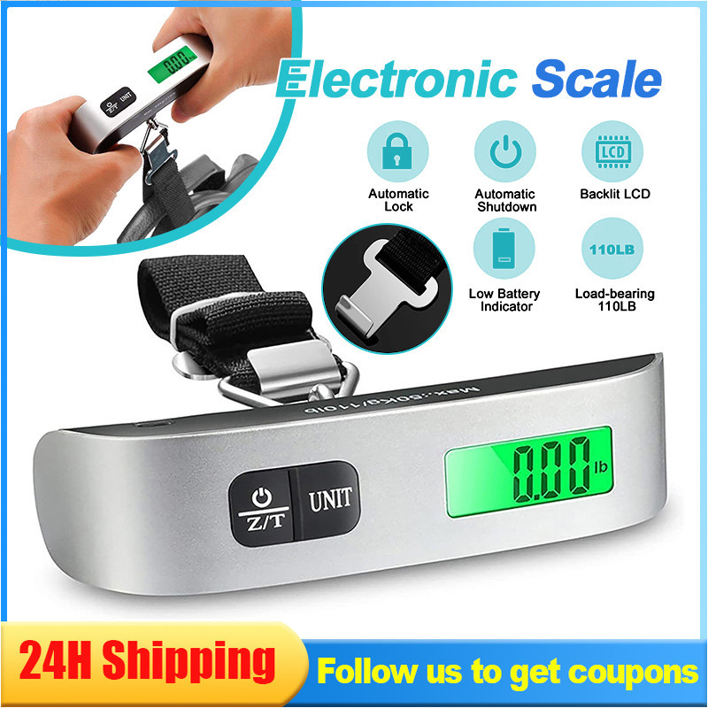 Luggage Scale 50kg Electronic Kitchen Scale Portable Hanging Digital ...