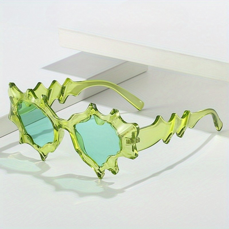 Y2K Ice Ribbed Irregular Cat's Eye Frame Sunglasses Transparent Fashion ...