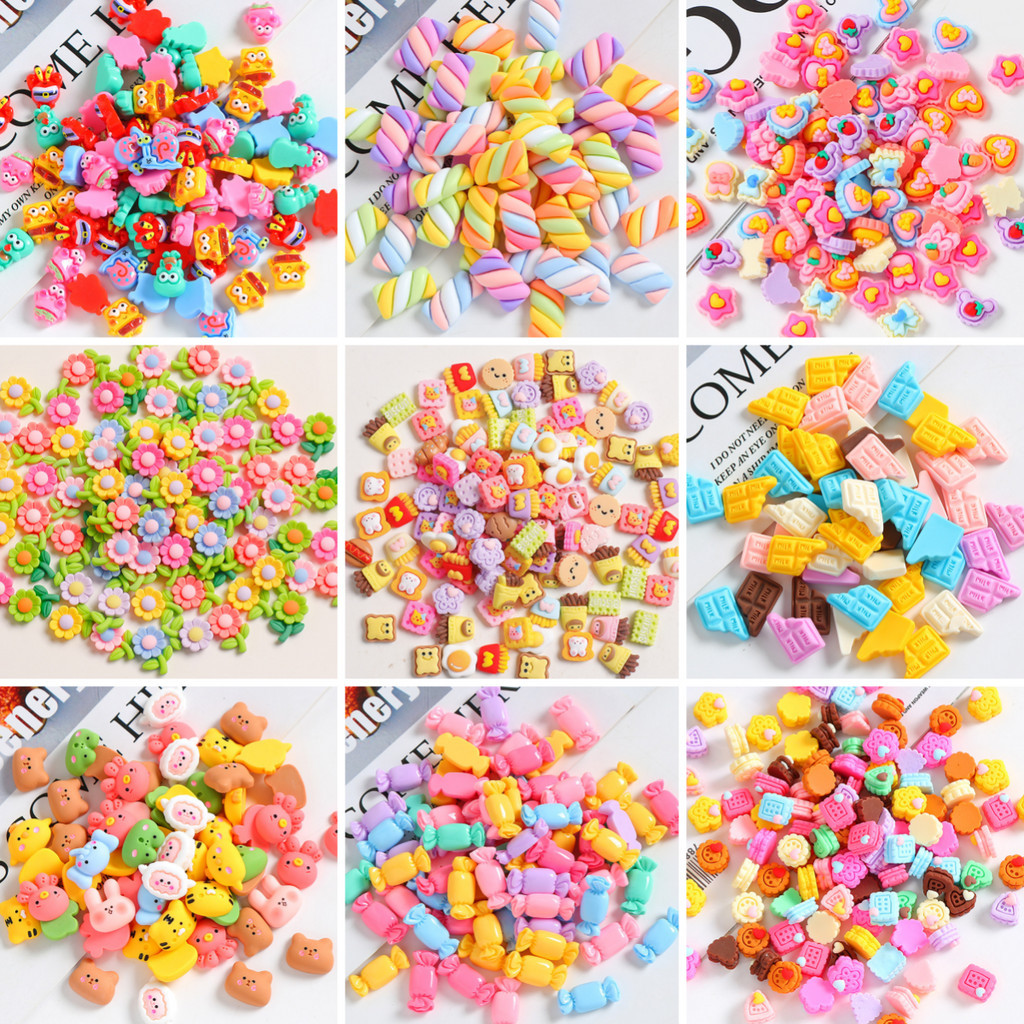 Random Mixed】20pcs/pack Cartoon Colored Handmade Resin Flatbacks for ...