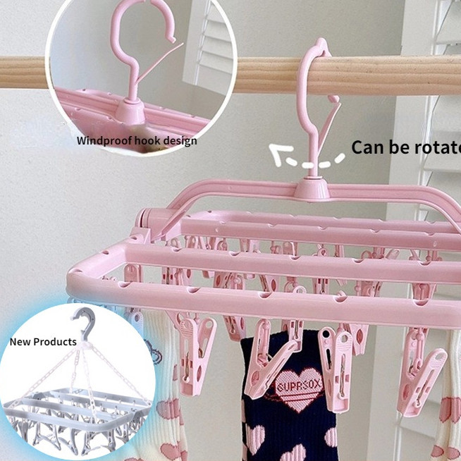 32 clip folding hanger clip drying rack drying socks multi-clip clothes ...