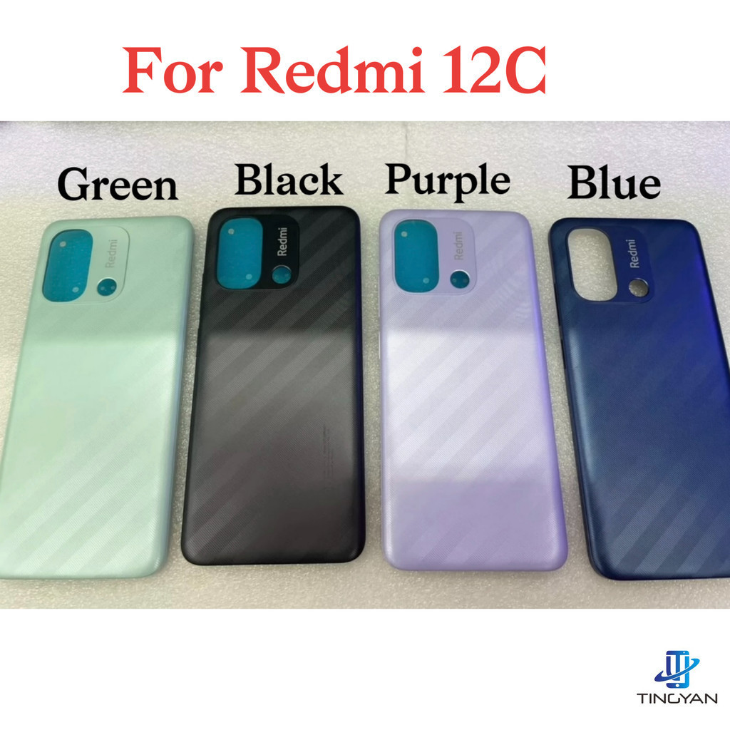 For Xiaomi Redmi 12C Battery Cover Back Glass Panel Rear Door Case For ...