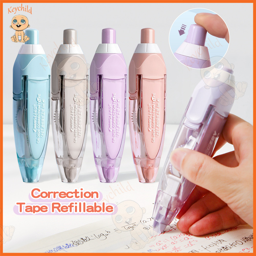 Keychild Push Type Correction Tape Portable Refillable Correction Tape ...