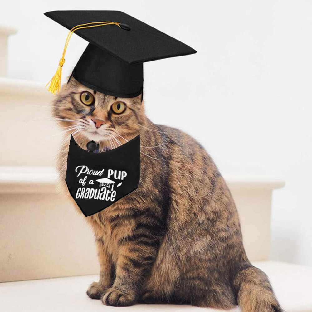 2024 Pet Graduation Towel Cap Dog Cat Holiday Costume Halloween Dress ...