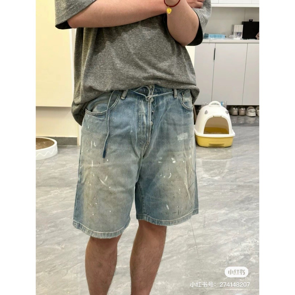 Acne 24SS Mud Dyed Distressed Destruction Splash Ink Shorts | Shopee Philippines