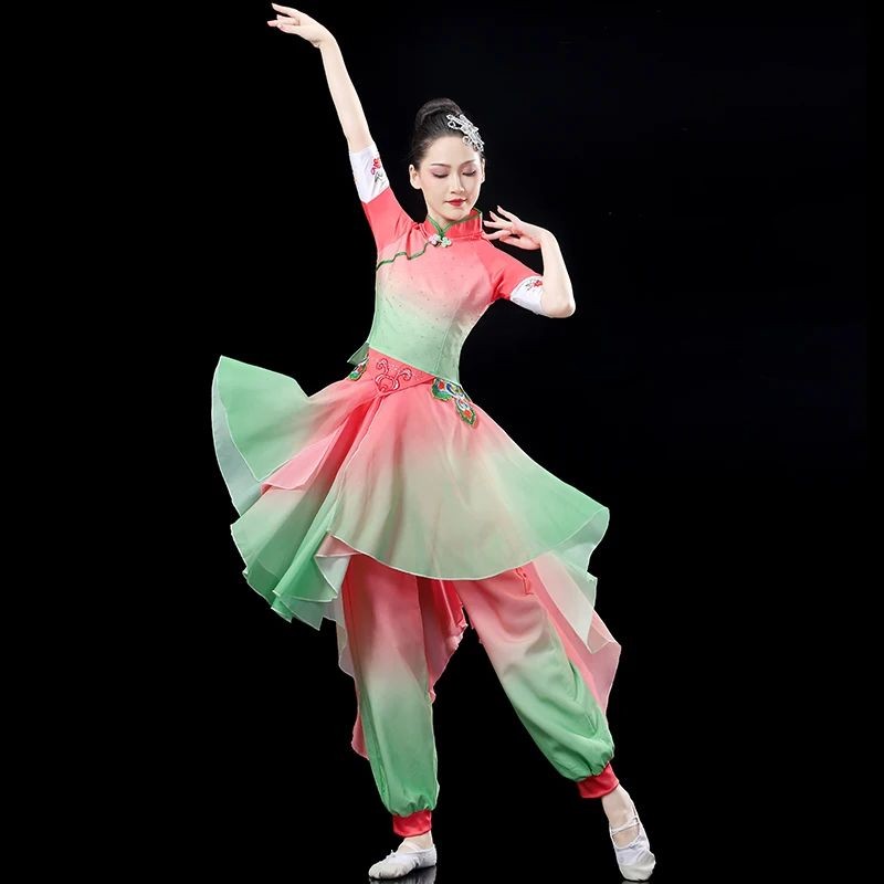 Classical dance costumes adult elegant Jasmine Folk Dance Yangko fan ...