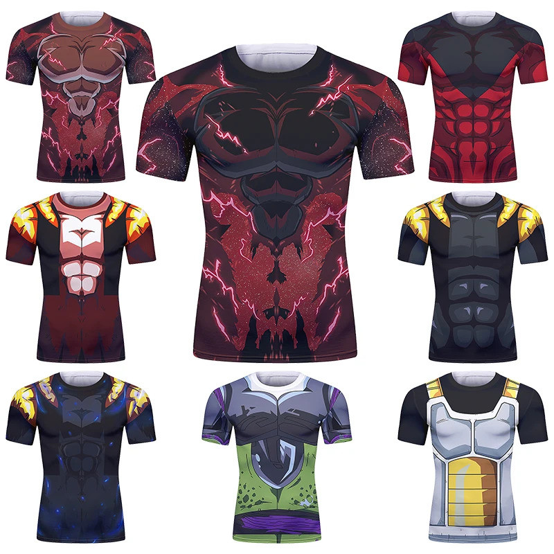 Men's Compression MMA T-shirt Rashgurd Workout Athletic Fitness Shirts ...
