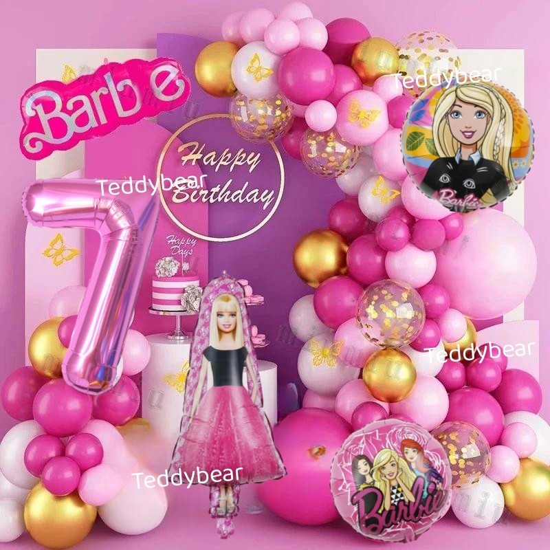 New Barbie Balloon Garland Arch Kit 0-9th Girls Birthday 32inch number ...