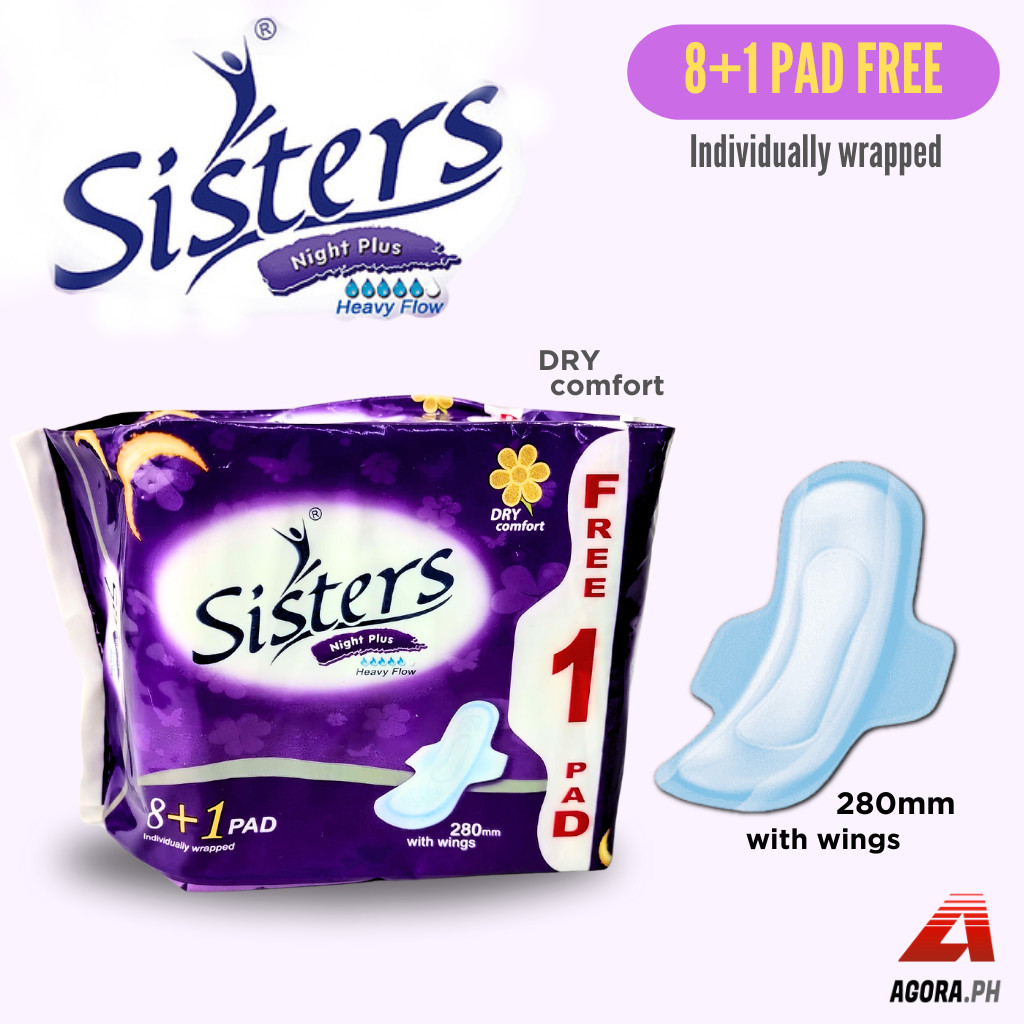 KZLA Sisters Night Plus Heavy Flow Dry Comfort 280mm with Wings 8 plus ...