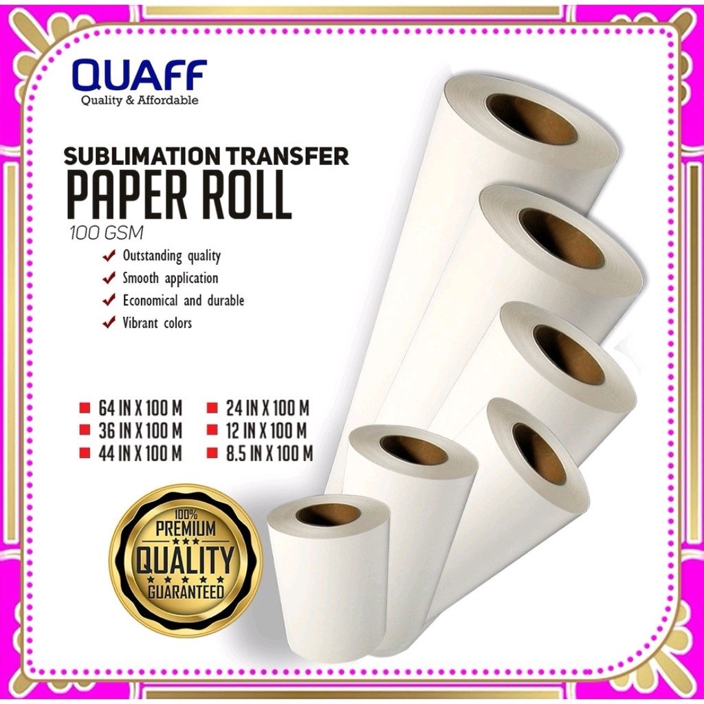 ♞QUAFF Sublimation Transfer Paper Roll 100GSM Yellow (8.2 inches / 12 ...