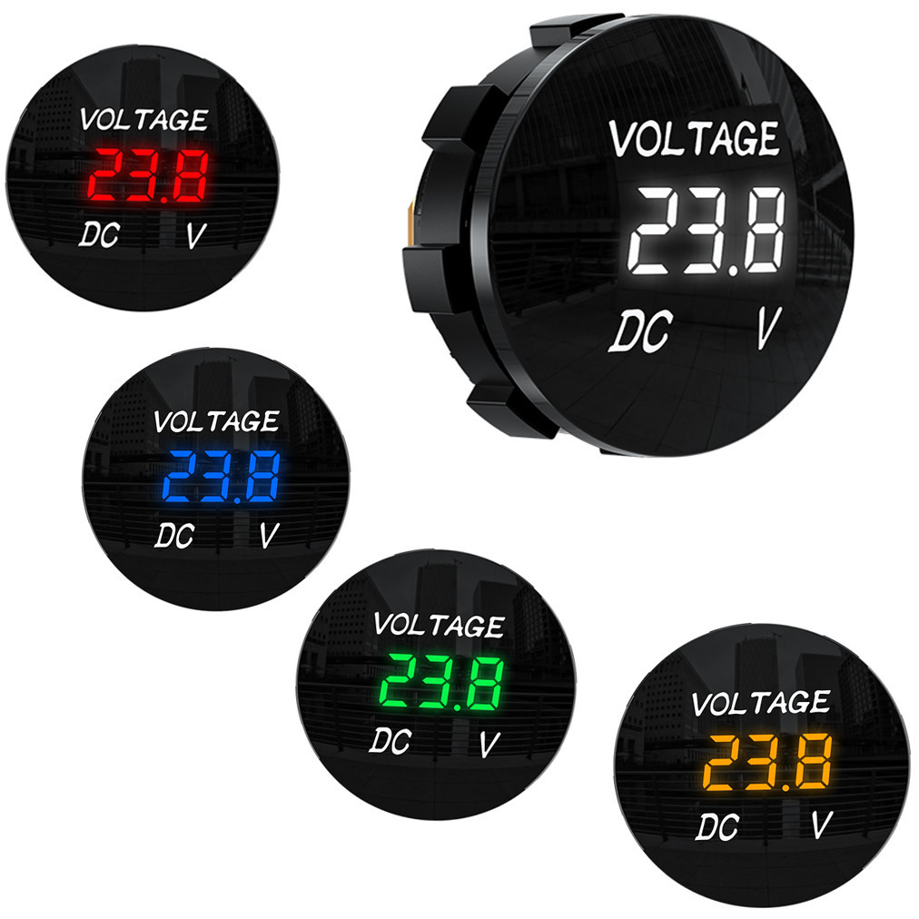 DC 12V-24V LED digital circular voltmeter Monitor Ammeter Auto ...