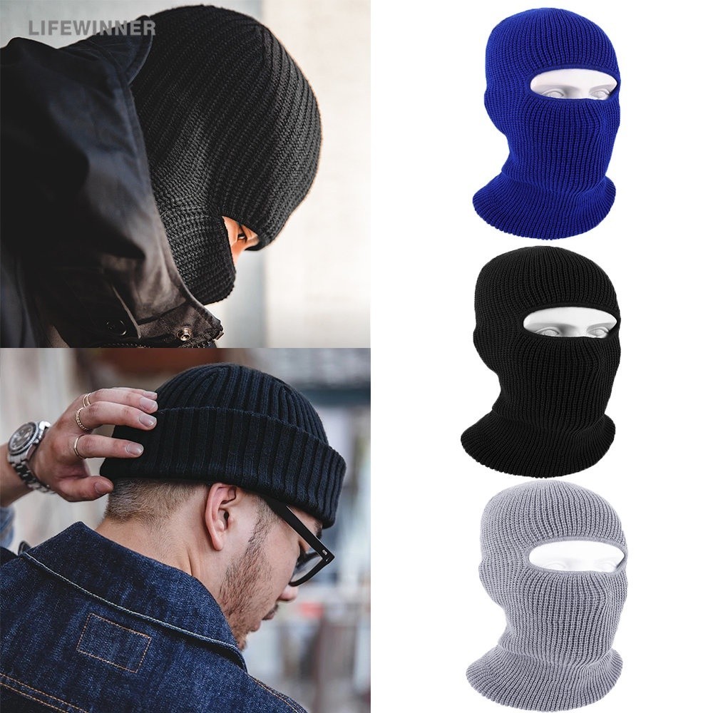 Winter Warm Knitted Windproof Hat Full Cover Face Mask Hat Bonnets Face ...