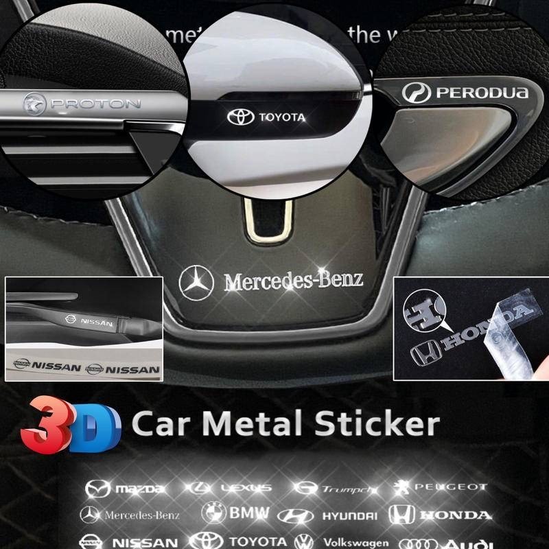 1 piece of 3D metal car logo sticker, car interior badge, steering ...