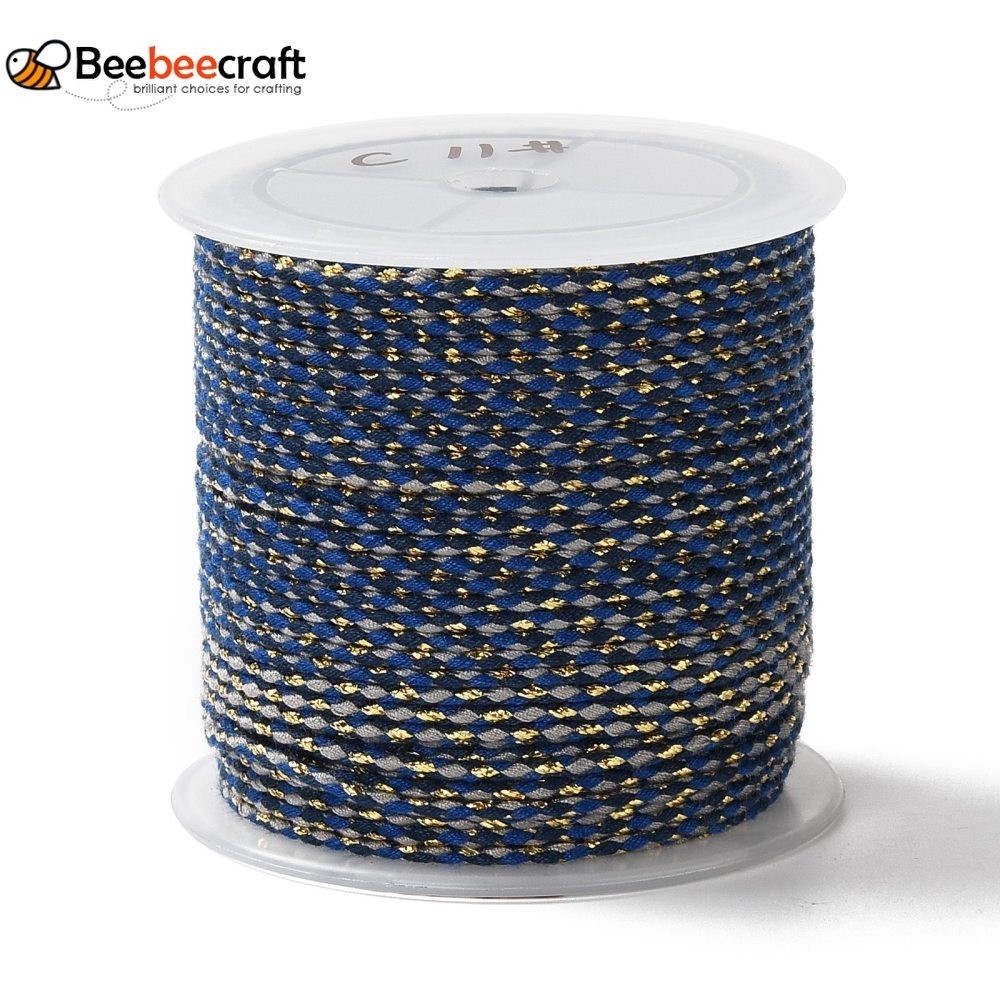 1Roll 4-Ply Polycotton Cord Handmade Macrame Cotton Rope with Gold Wire ...