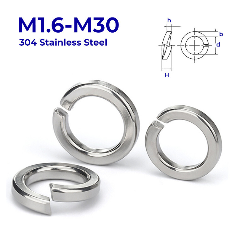 304 Stainless Steel Spring Split Lock Washer M1.6 M2 M2.5 M3 M4 M5 M6 ...