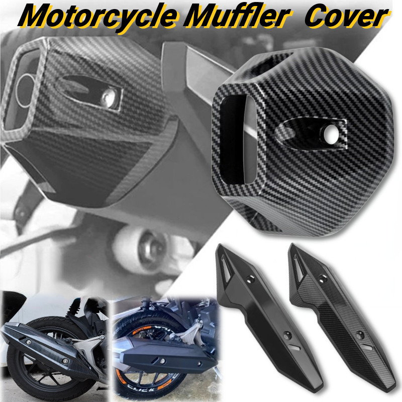 Motorcycle Muffler Tip Cover Glossy Carbon For Honda Click 125i/150i ...