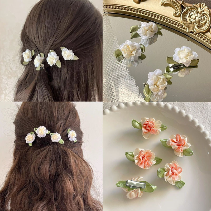 1/4Pcs Sweet Girl Pure White Gardenia Cute Flower Bangs Clip BB Clips ...