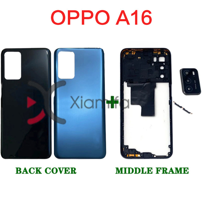 For OPPO A16 Back Door Battery Glass Cover Housing LCD Middle Frame ...