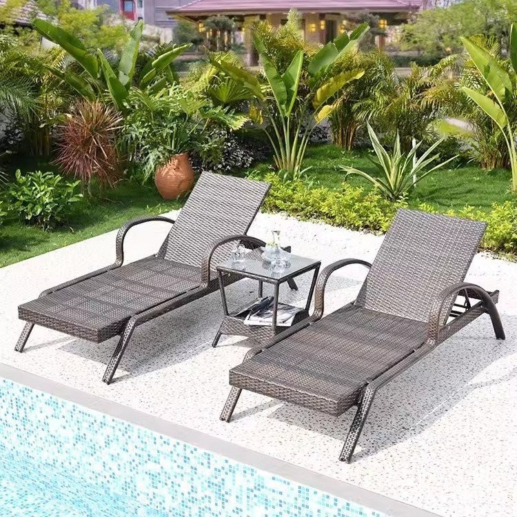 Outdoor Rattan Woven Recliner Bed Recliner Chair for Homestay ...