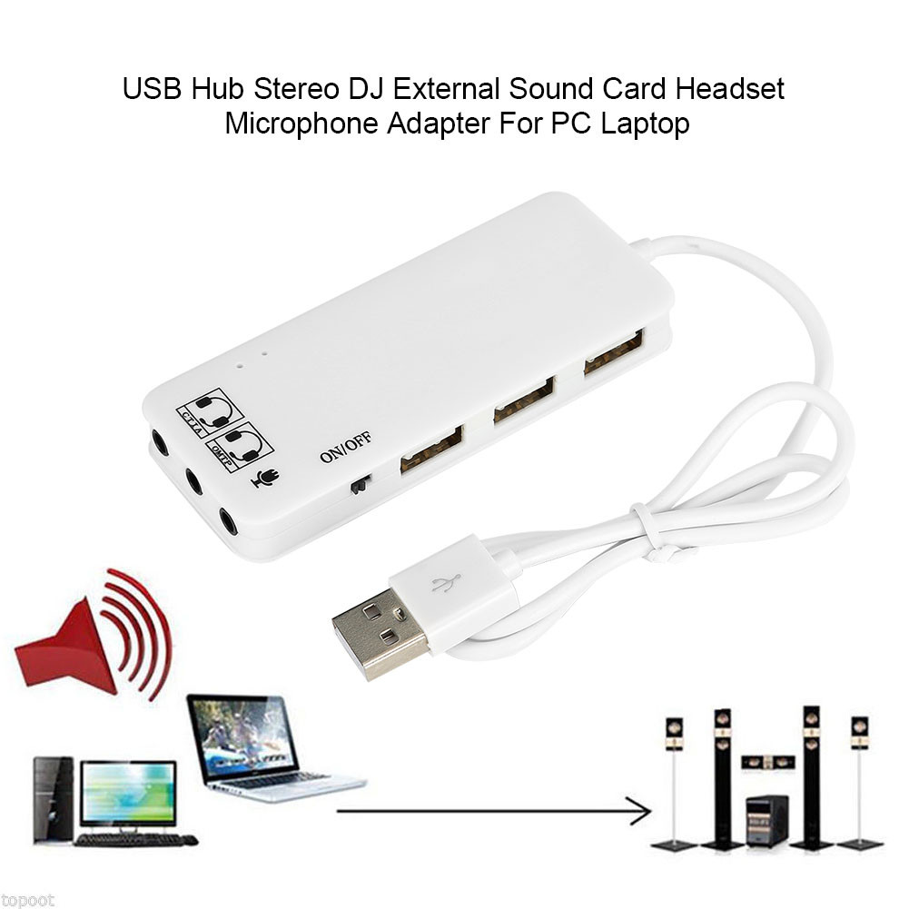 Superparis USB 2.0 Hub 3-Port + Headphone Mic with 7.1 CH Sound Adapter ...
