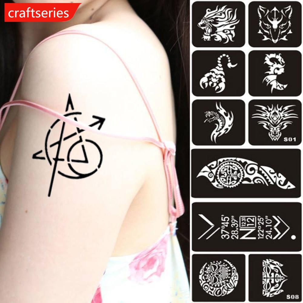 CRAFTSERIES Hollow Adhesive Simple Small Pattern Tattoo Inkjet Template ...
